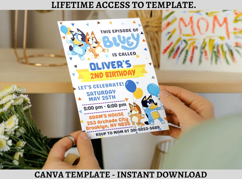 Bluey Digital Birthday Invitation Instant Download Bluey - Etsy