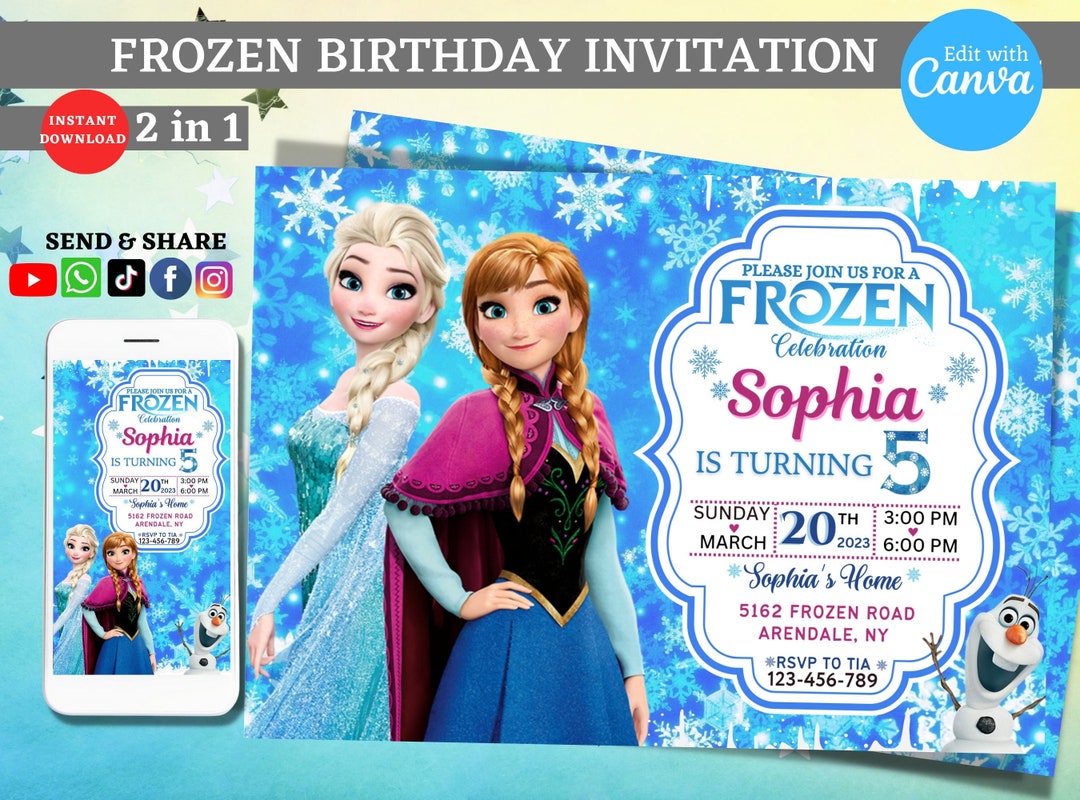 Princess Elsa Birthday Invitation frozen Winter Snow Birthday Party ...