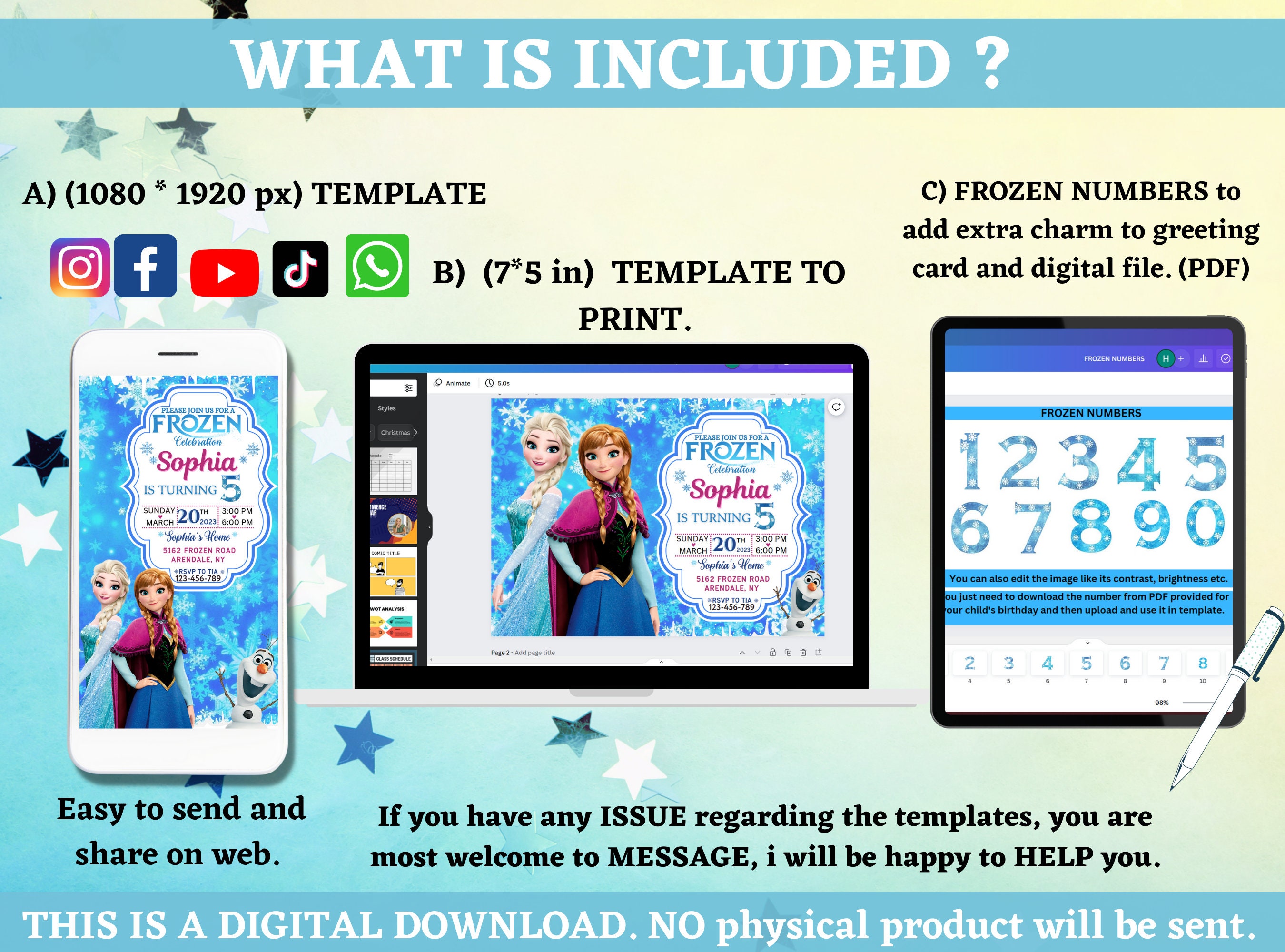 Princess Elsa Birthday Invitation frozen Winter Snow Birthday Party ...