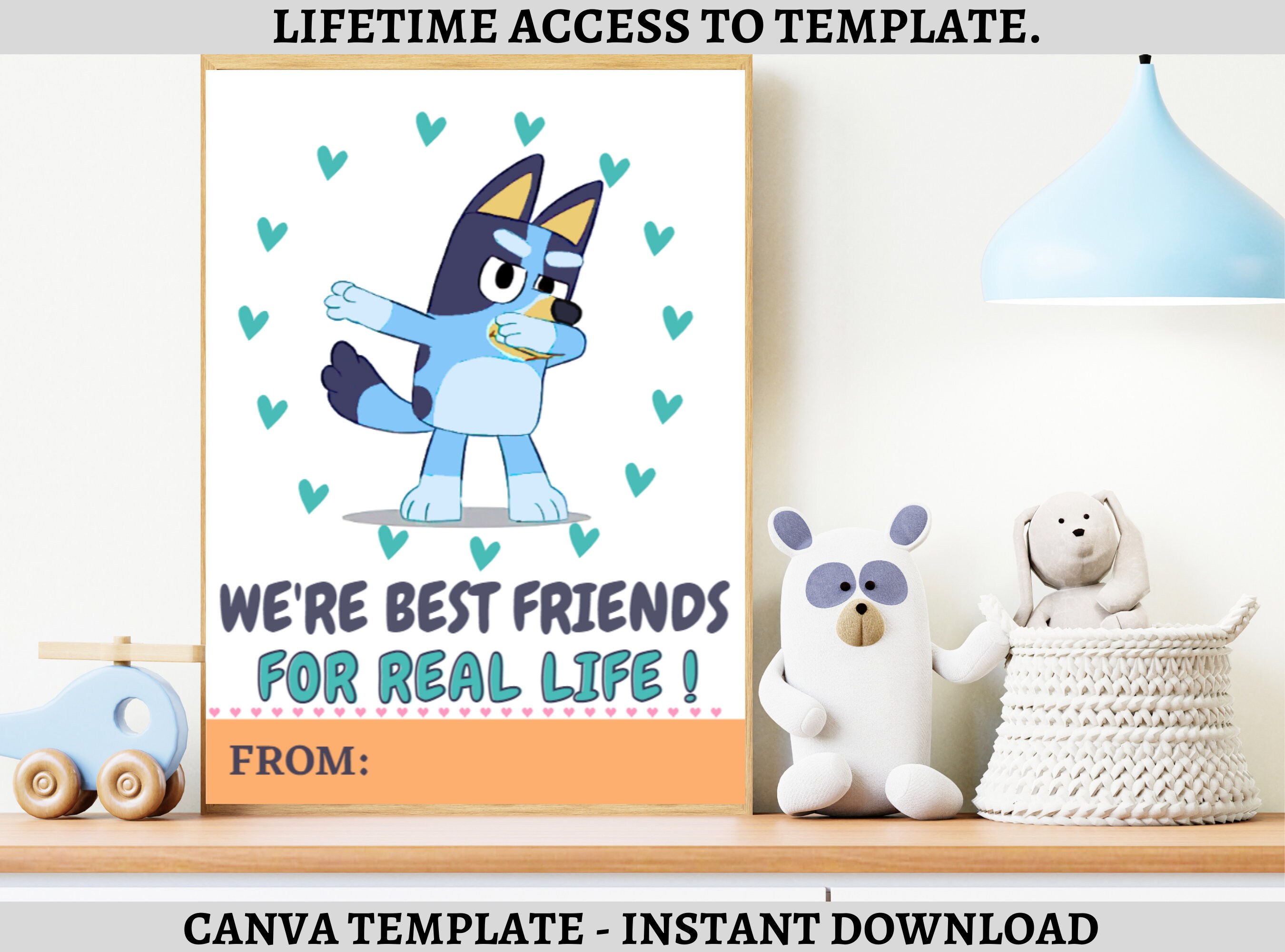 PERSONALIZED Blue Dog Valentines Card Printable Blue Valentine's Day ...