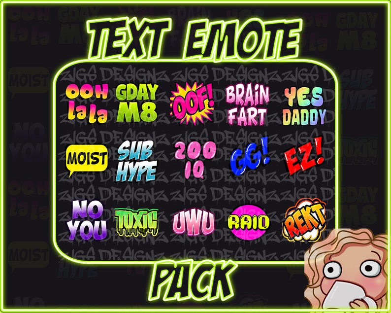 Text Emote Pack - Etsy