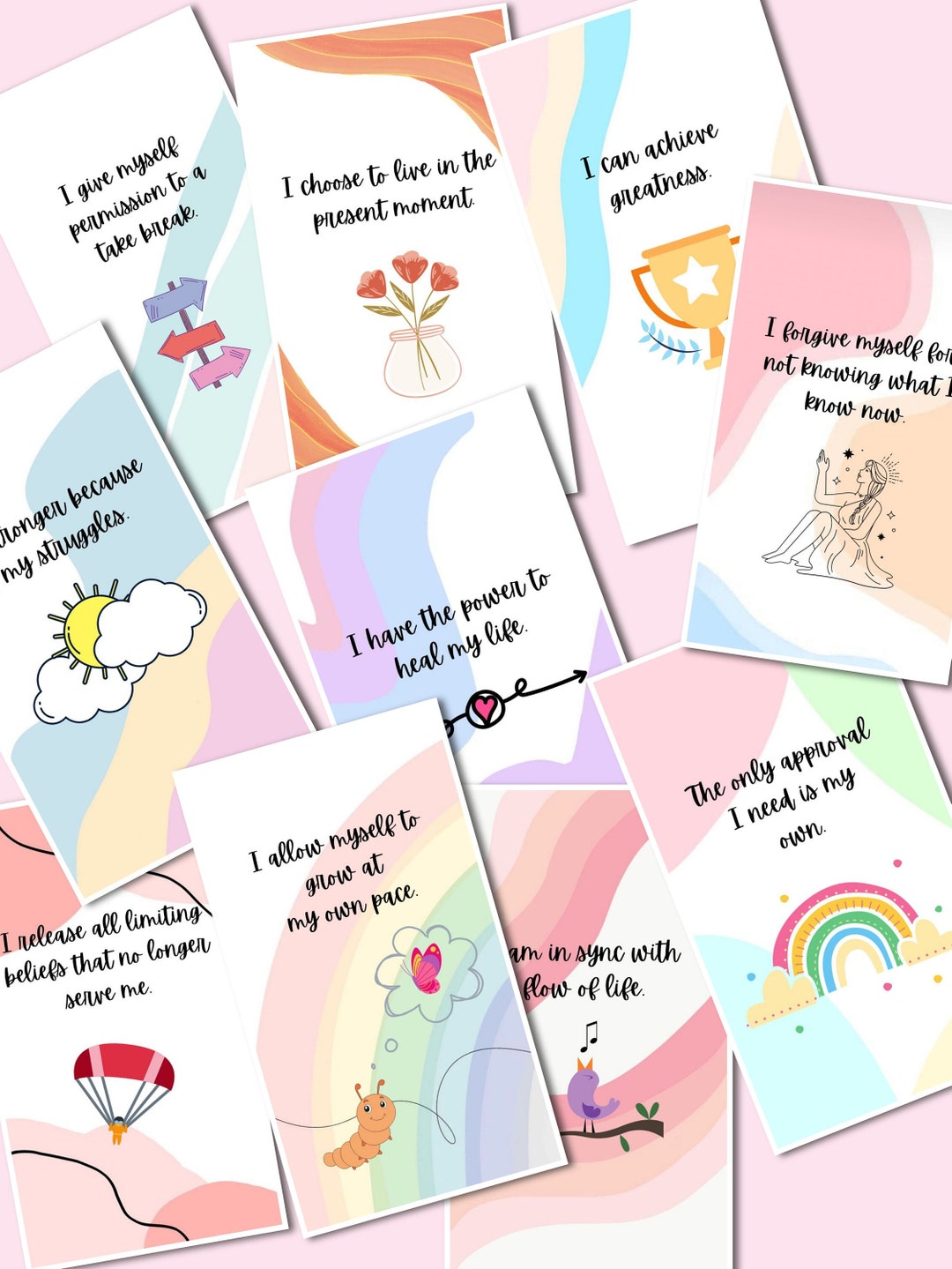 10 Cute Affirmation Cards/ Printable Cards/ Affirmation Cards/ Positive ...