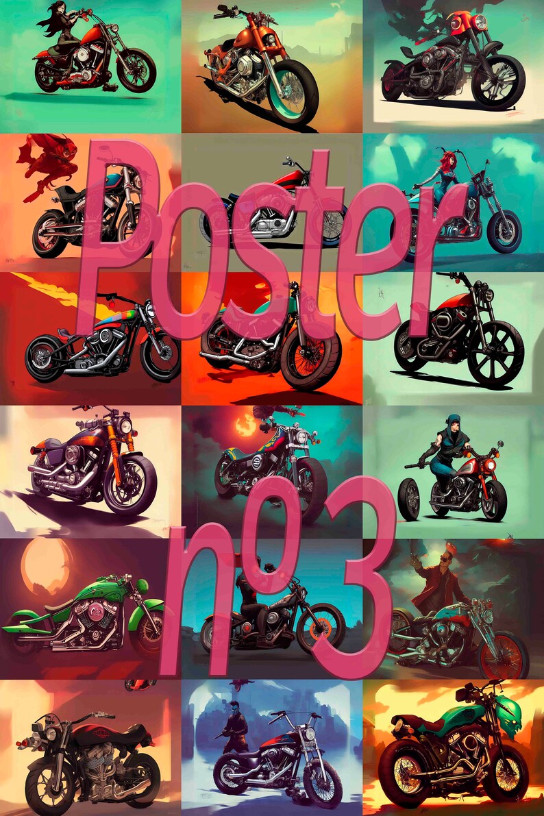 Custom Chopper Motorcycles, Concept Design Collage, Premium Matte ...