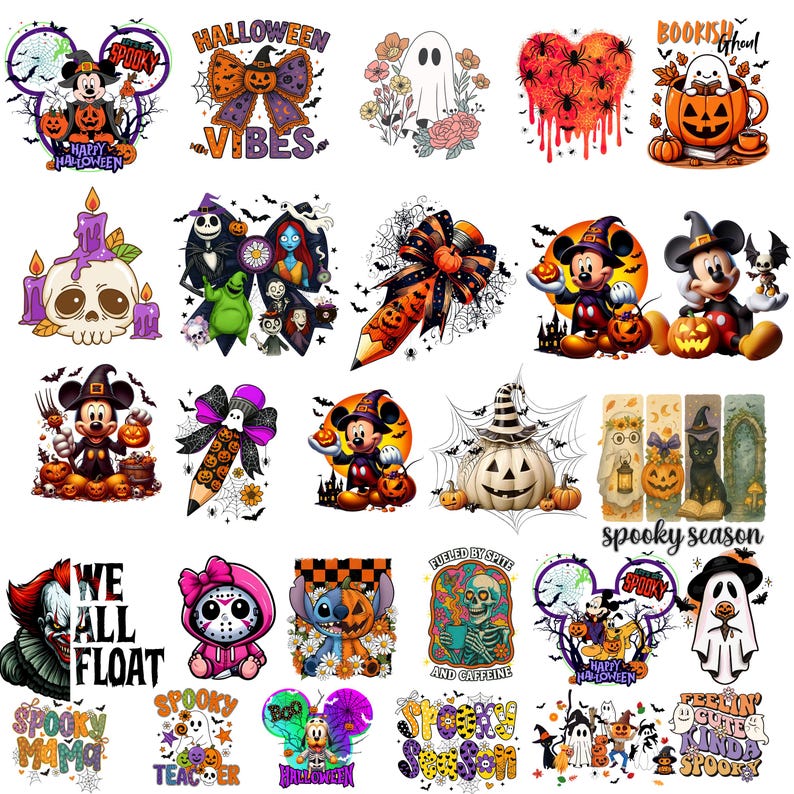 250 Halloween Mega Bundle Png, Spooky Season, Cartoon Halloween Png ...