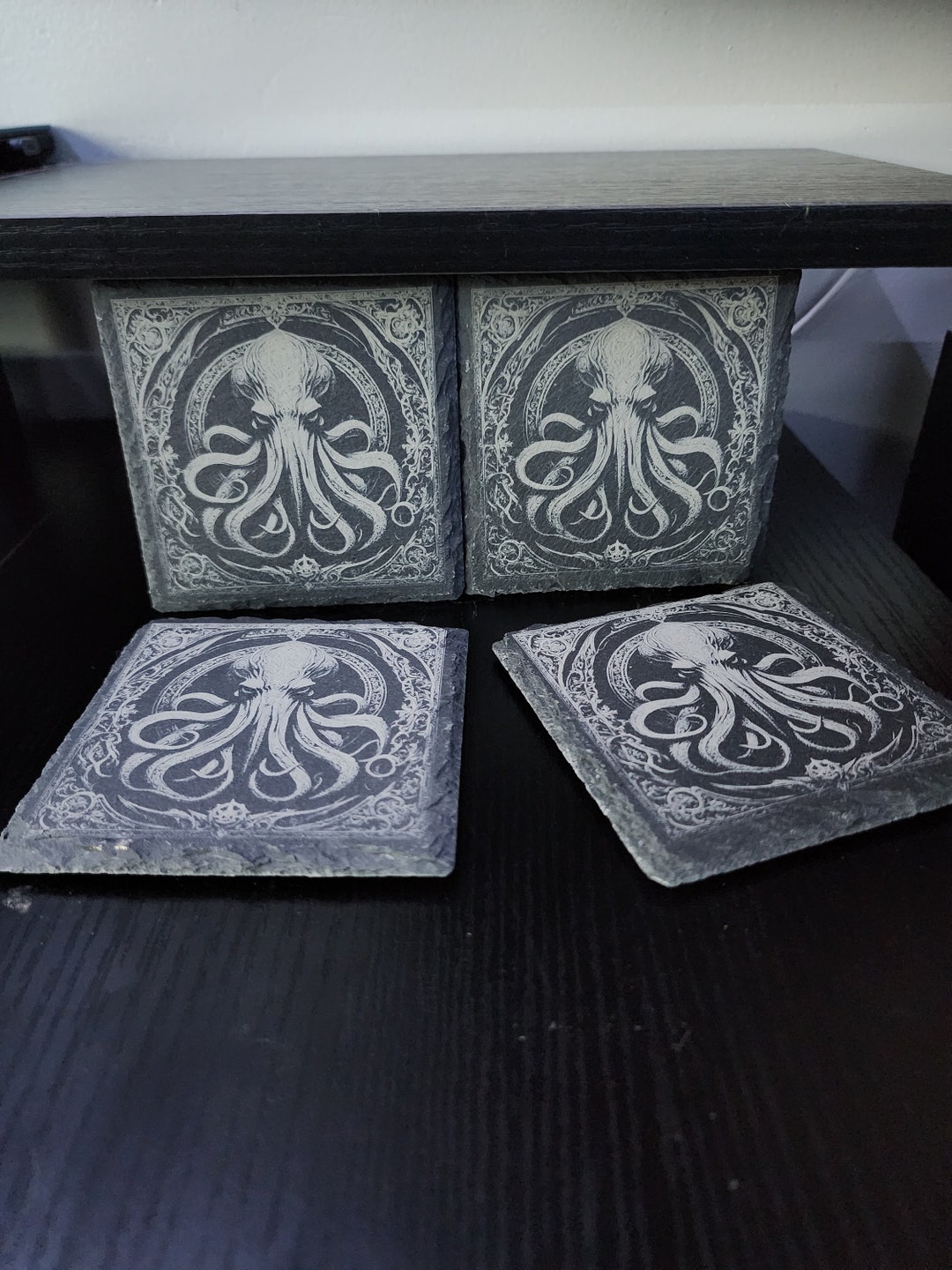 Laser Engraved Cthulhu Slate Coaster - Etsy