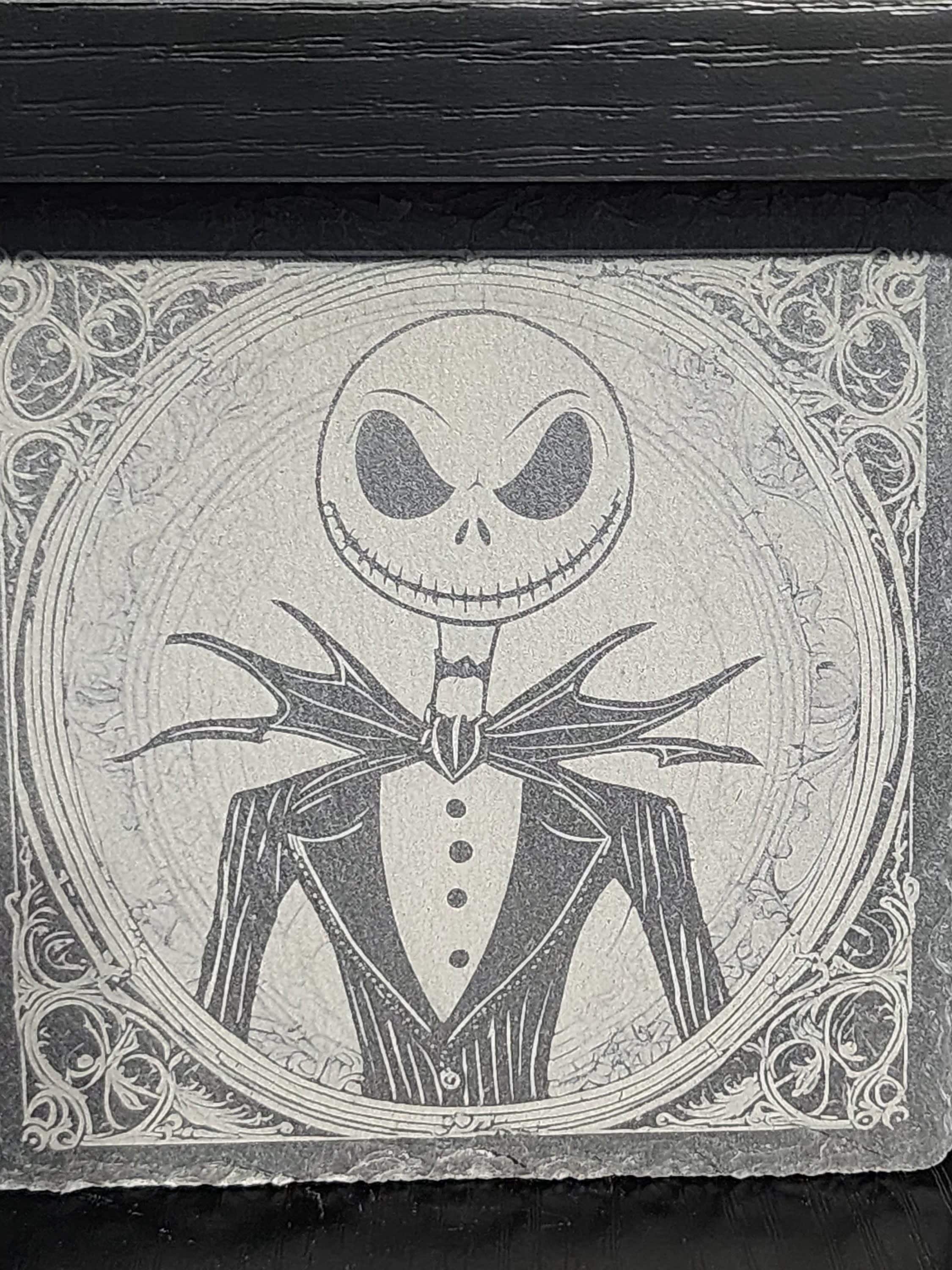 Laser Engraved Jack Skellington Slate Coaster - Etsy