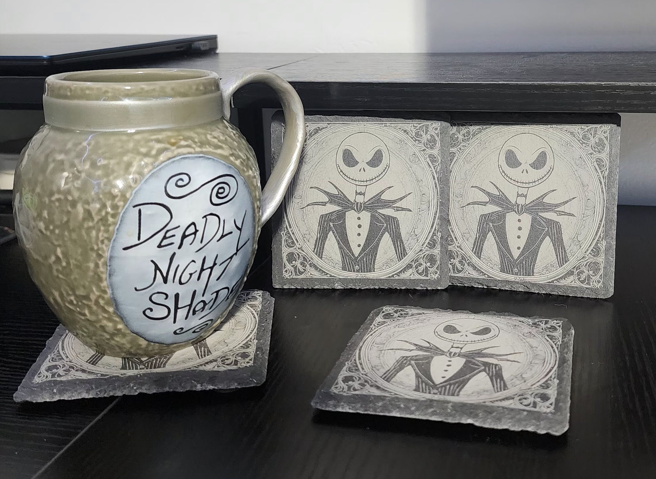Laser Engraved Jack Skellington Slate Coaster - Etsy