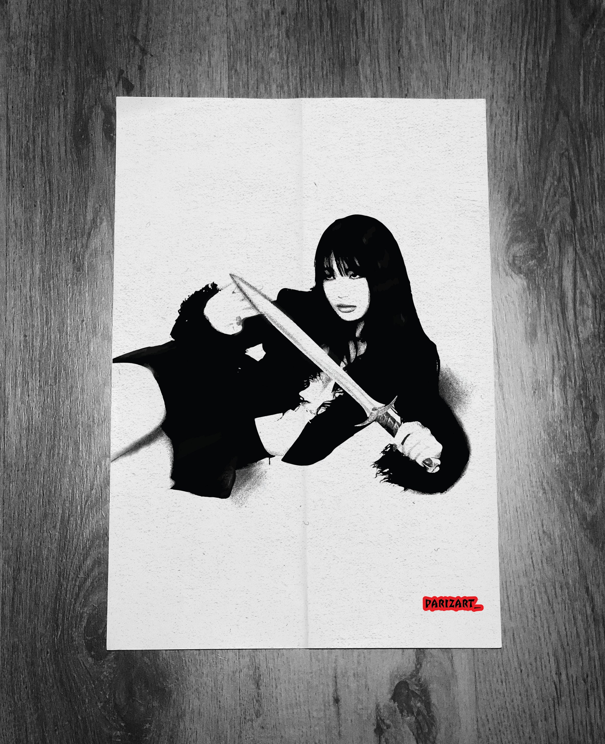 Female Samurai Art Print, Monochrome Art Print, Warrior Png, Warrior ...