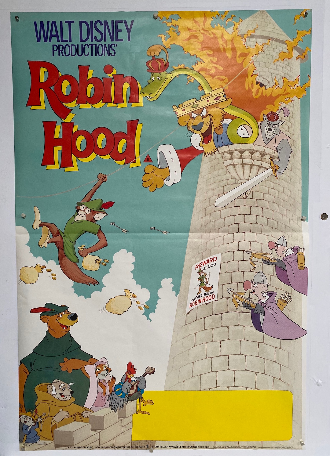 Walt Disney's Robin Hood 1973 Rare Vintage Original Subway/fly Poster ...