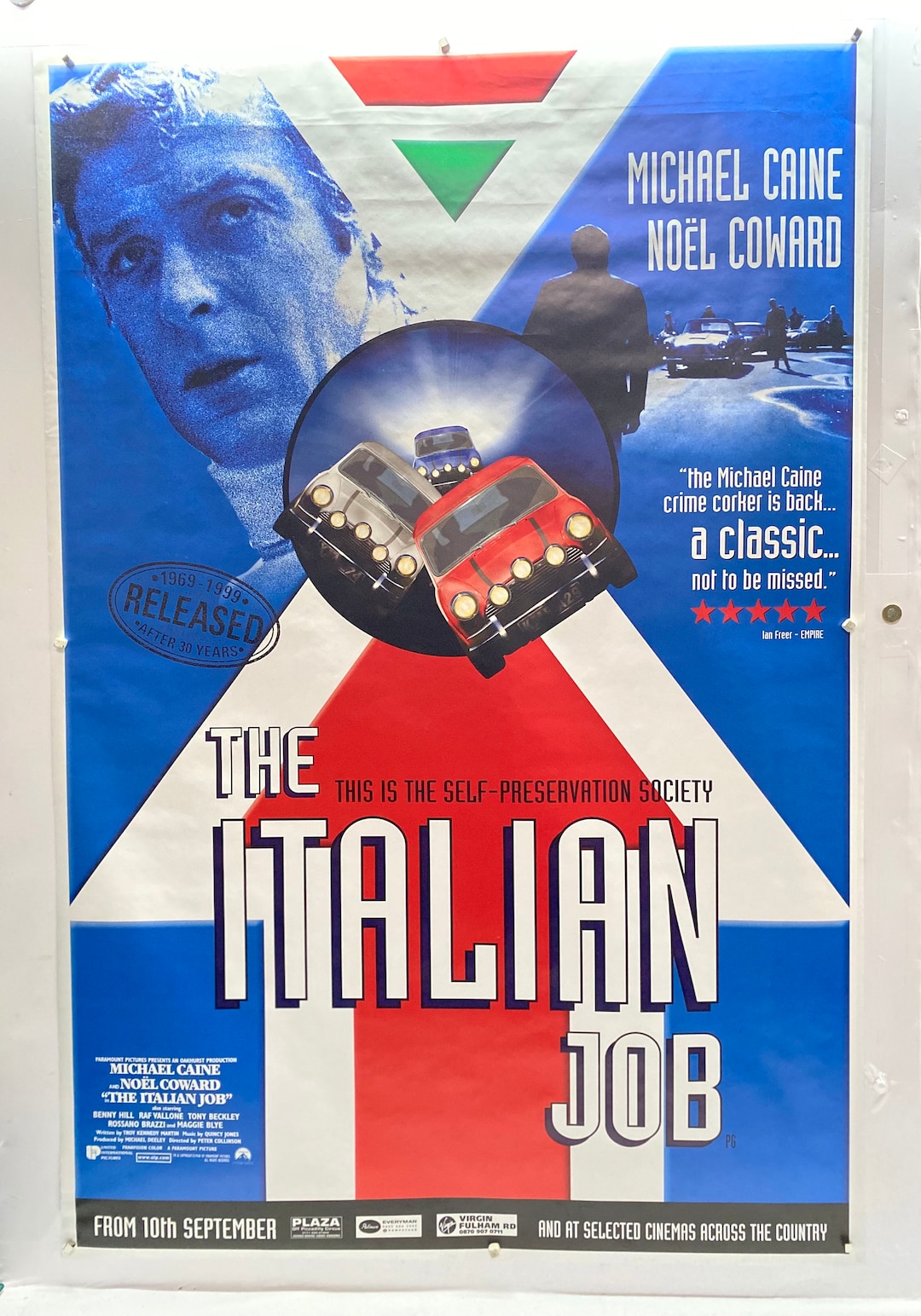 THE ITALIAN JOB 1969 1999 Re-release Vintage Promo Poster 40 Inch X 60 ...