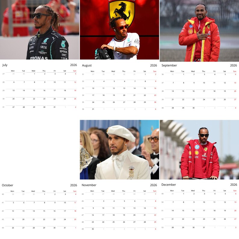 Lewis Hamilton 2026 Wall Calendar, Exclusive Celebrity Poster Calendar ...