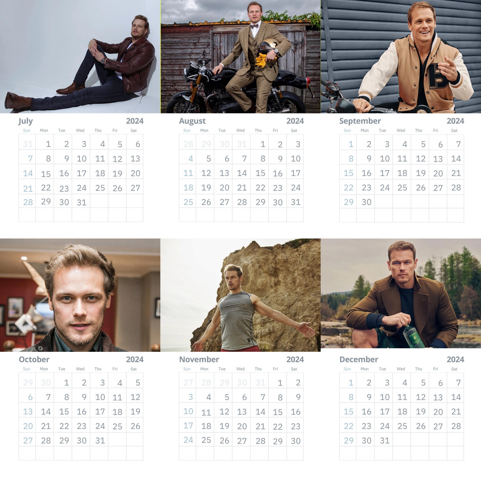Sam Heughan Wall Calendar 2025 large Size - Etsy