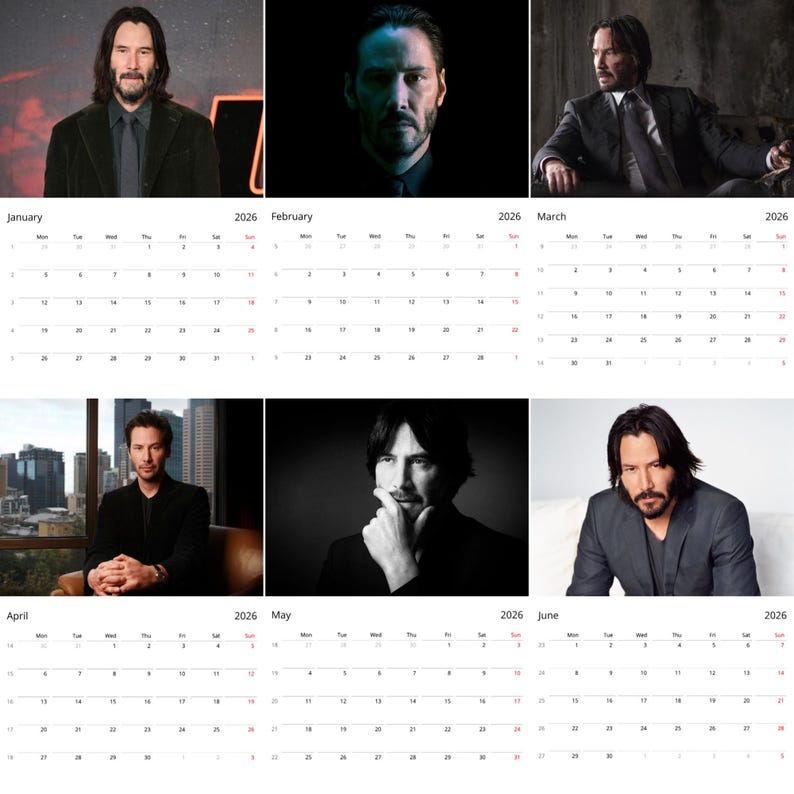 Keanu Reeves 2026 Wall Calendar, Exclusive Celebrity Poster Calendar ...