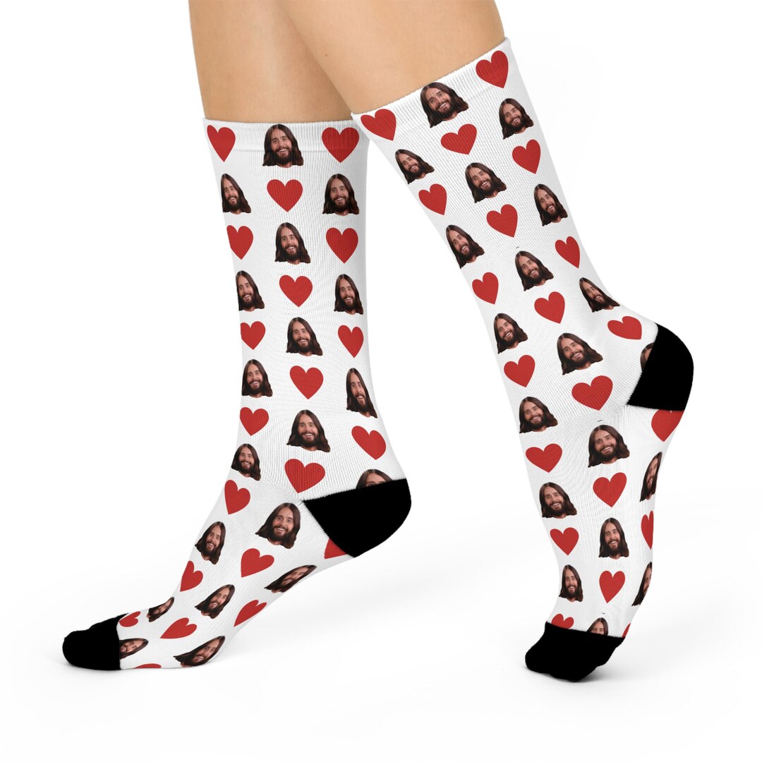 Jared Leto Heart Pattern Cushioned Crew Socks , Soft, Fun All-over ...