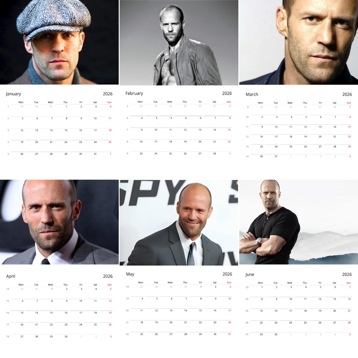 Jason Statham Wall Calendars (large Size) - Etsy