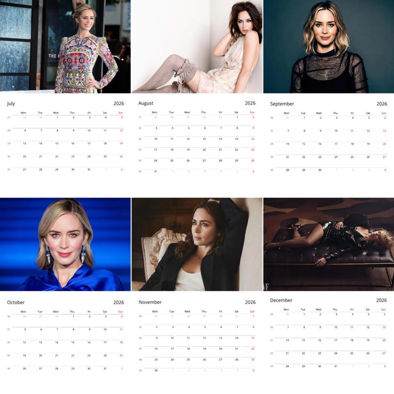 Emily Blunt Wall Calendar 2026 Large, Fan Gift - Etsy