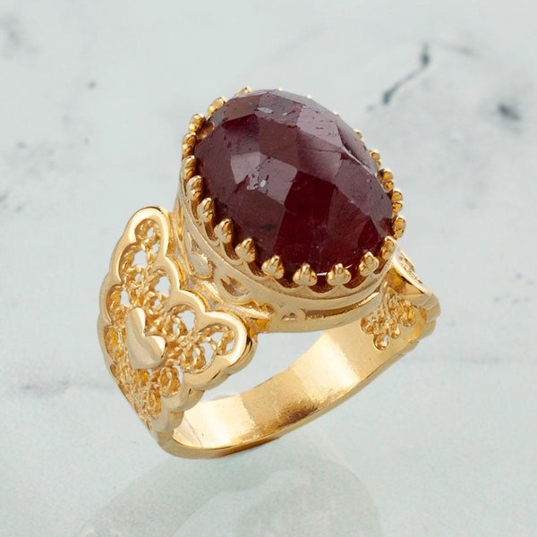 Ruby Filigree Ring - Etsy