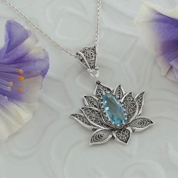 Blue Lotus Necklace - Etsy
