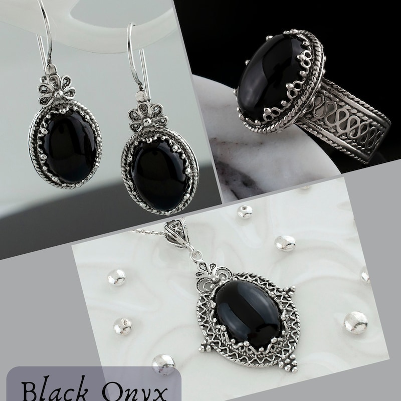 Black Jewelry Set Women - Etsy