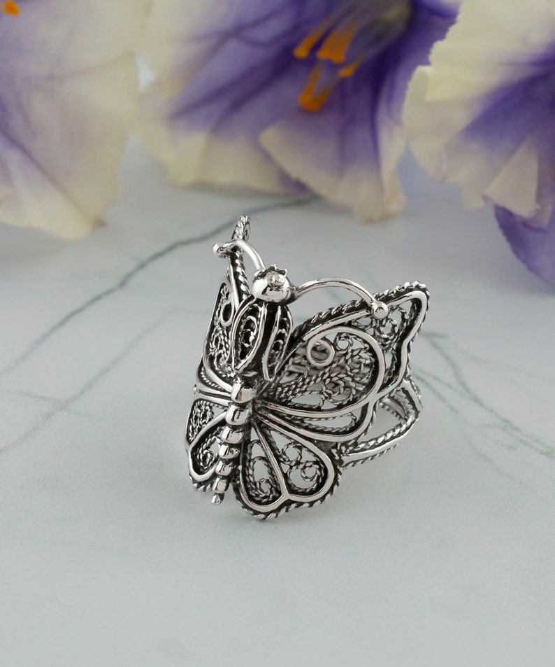Silver Butterfly Ring 925 Sterling Silver Artisan Handcrafted - Etsy