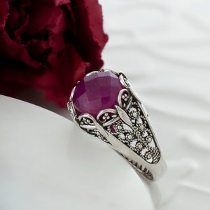 Black Onyx Silver Gothic Cocktail Ring, 925 Sterling Silver Artisan ...