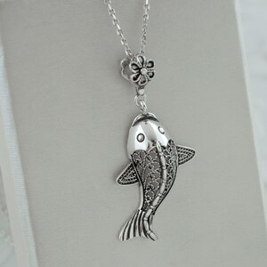 Sterling Silver Goldfish Koi Fish Pendant Necklace, Artisan Handmade ...