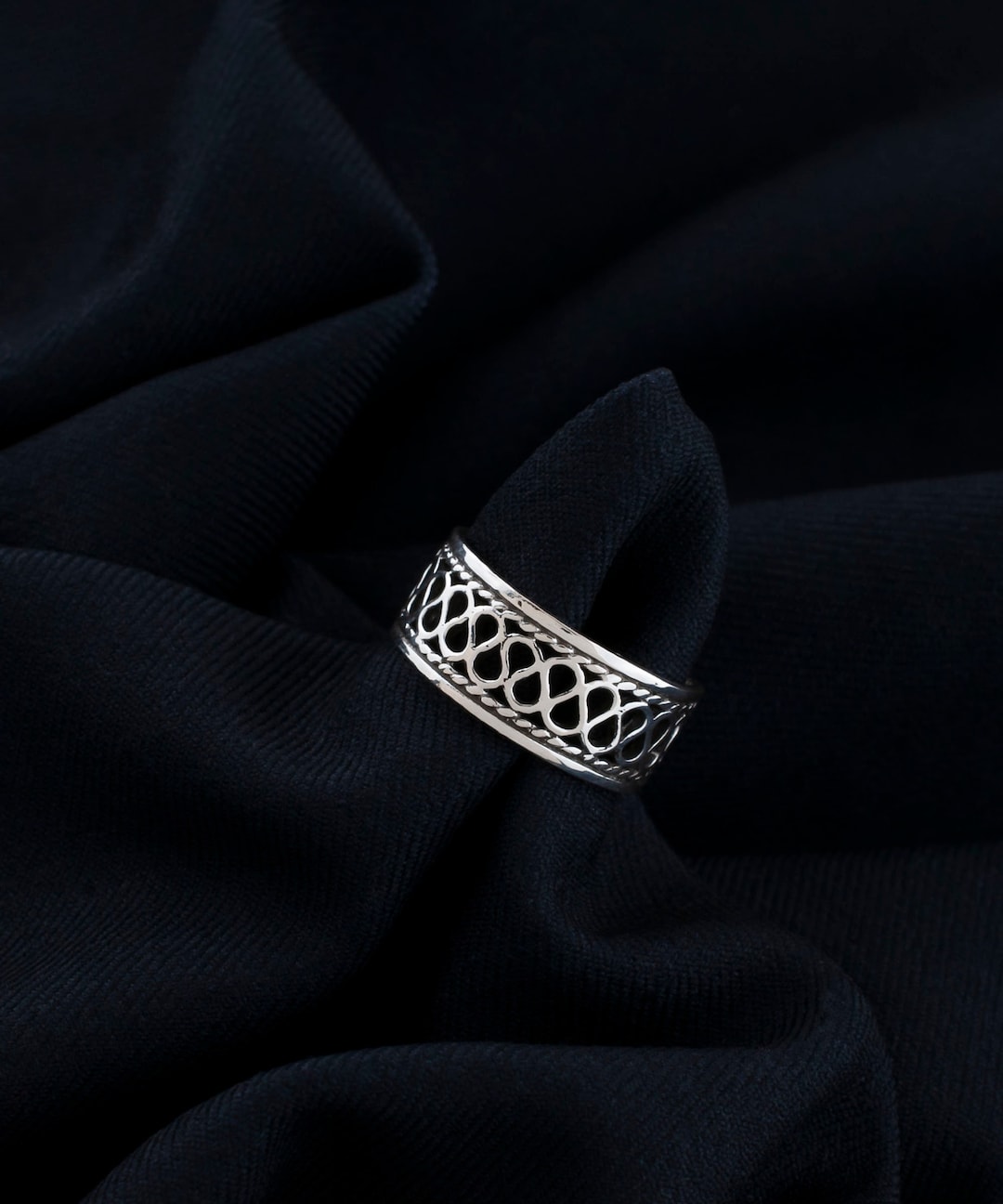 Sterling Silver Wide Boho Midi Band Ring, Artisan Made Handcrafted ...