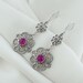 Ruby Corundum Silver Gothic Flower Dangle Earrings, Sterling Silver Red ...