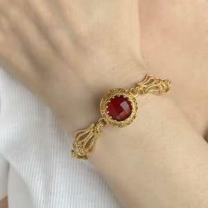 Gold Ruby Vintage Silver Edwardian Bracelet 925 Sterling Gold - Etsy