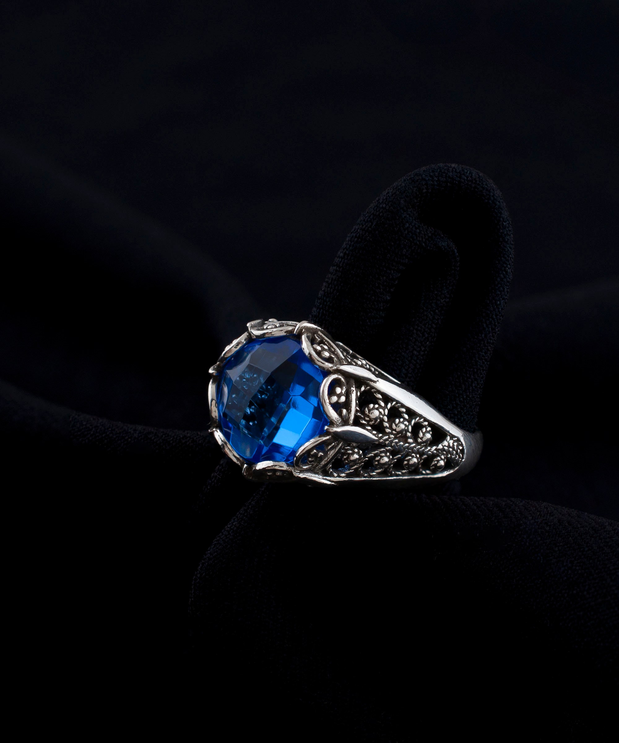 Black Onyx Silver Gothic Cocktail Ring, 925 Sterling Silver Artisan ...