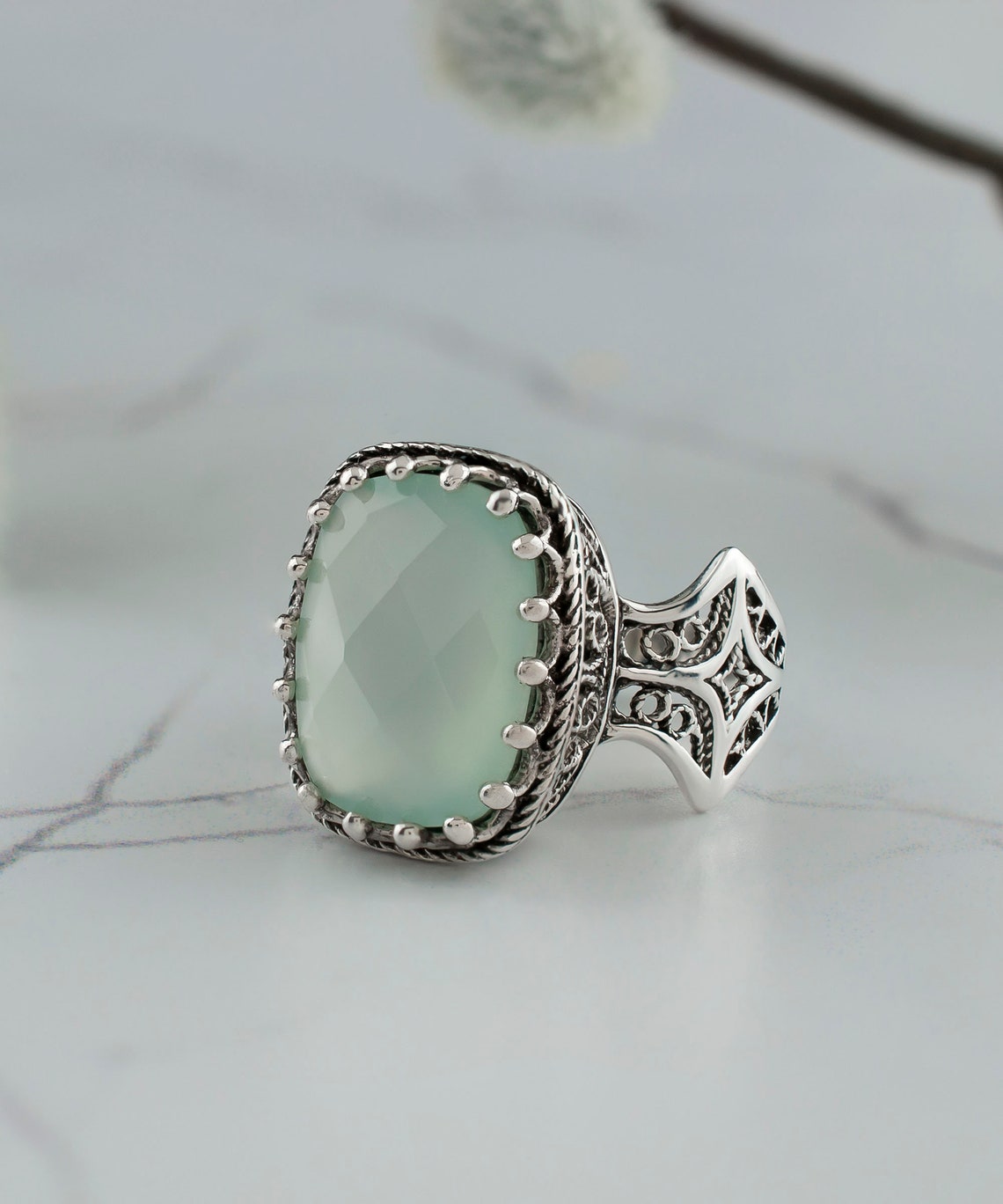 Black Spinel Gemstone Silver Ring, Bold Boho Statement Ring 925 ...