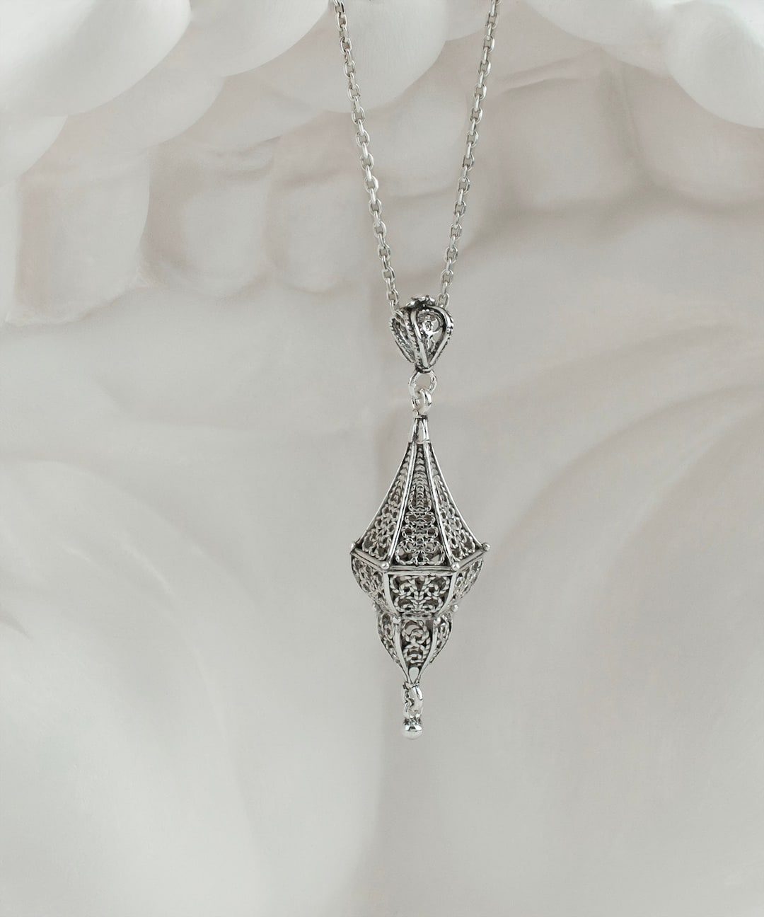 Sterling Silver Gothic Victorian Pendant Necklace, Goth Dome Charm ...