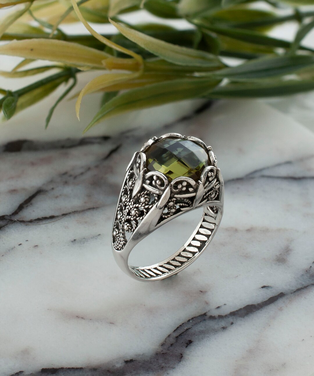 Alexandrite Silver Gothic Women Cocktail Ring, 925 Sterling Color ...