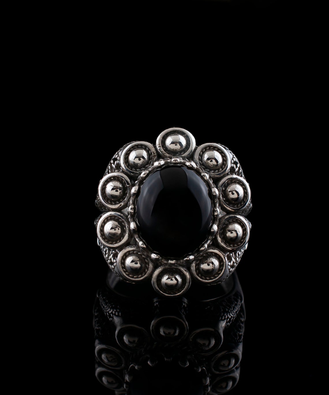 Black Onyx Silver Gothic Bold Statement Ring 925 Sterling - Etsy