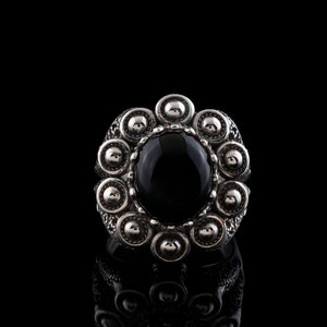Black Onyx Silver Gothic Bold Statement Ring, 925 Sterling Artisan Made ...