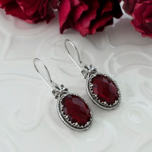 Ruby Quartz Silver Gothic Boho Dangle Earrings, Goth Red Earrings, 925 ...