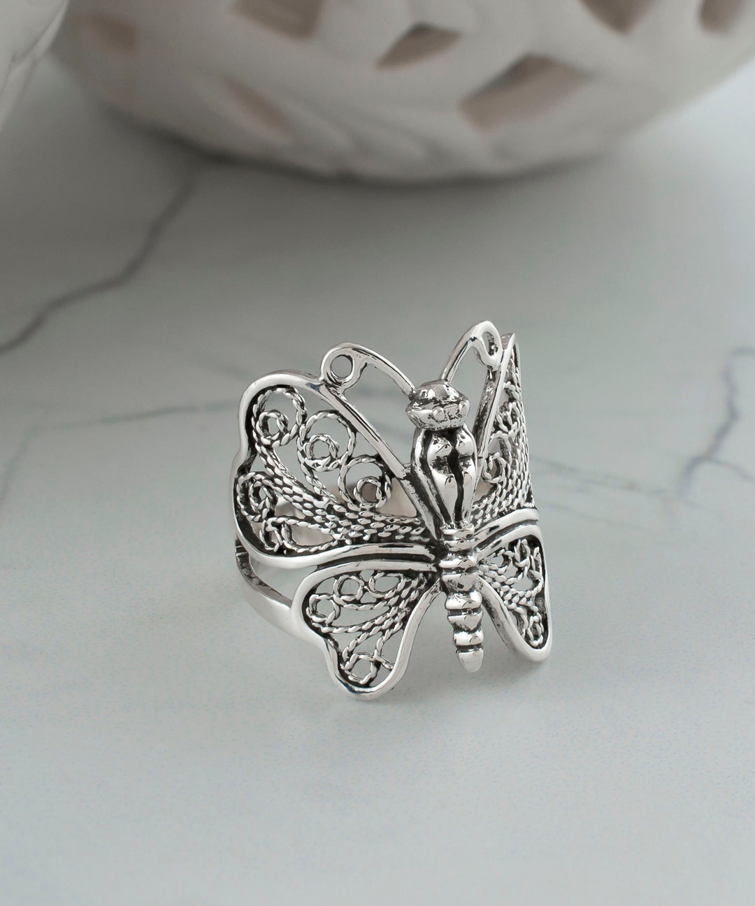 925 Sterling Silver Boho Butterfly Ring, Artisan Made Handcrafted ...