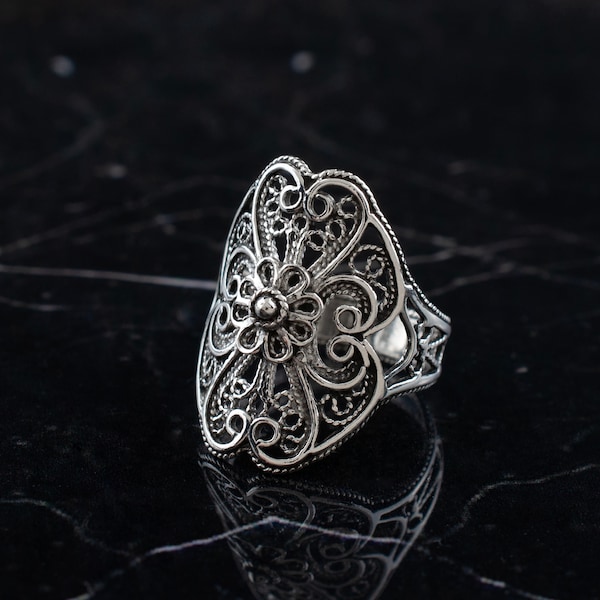 Ornate Silver Ring - Etsy