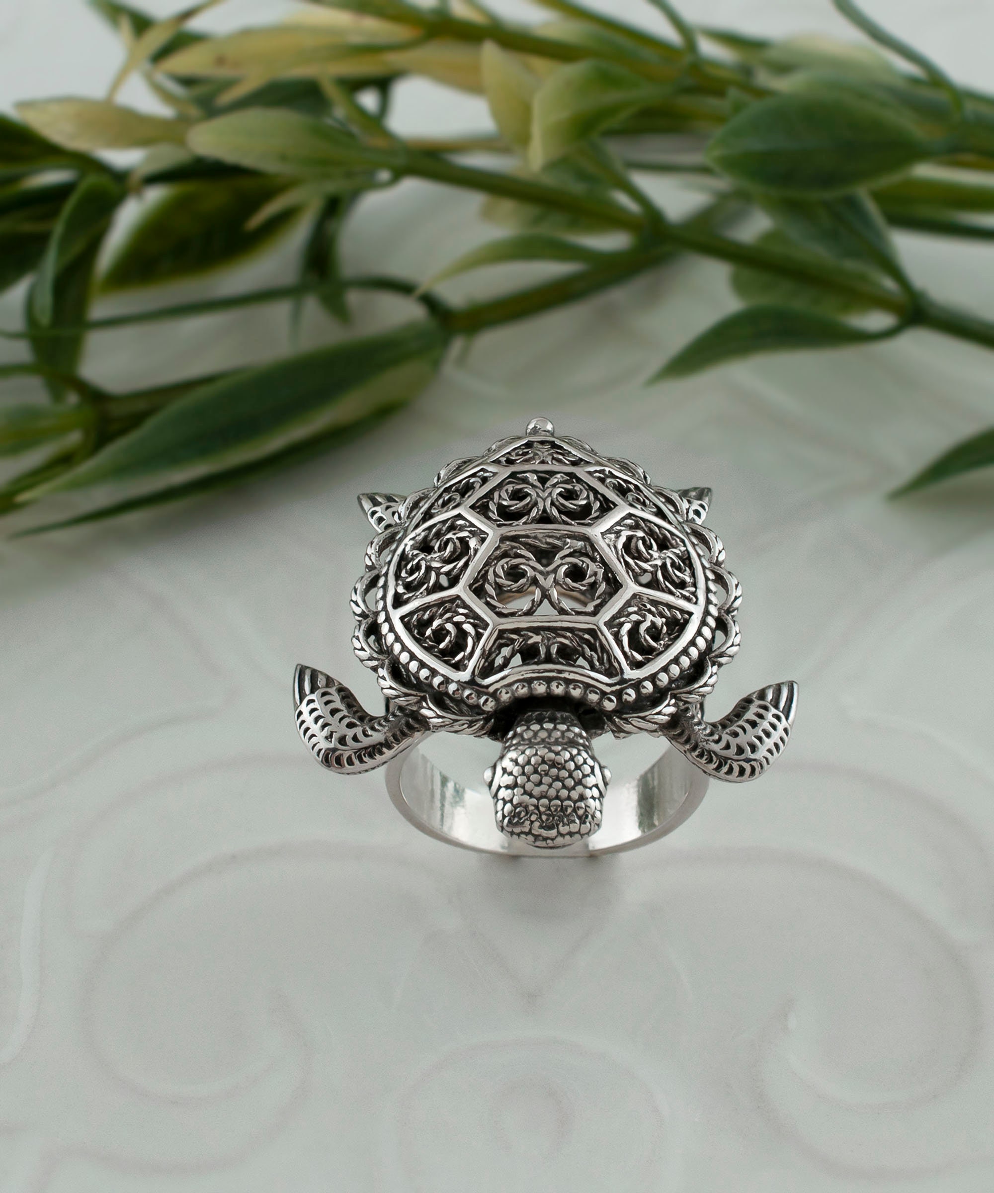 Sterling Silver Rare Caretta Sea Turtle Ring, Artisan Handmade Filigree ...