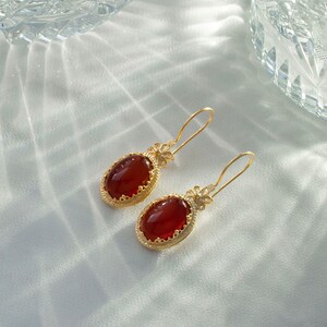 Gold Ruby Gothic Boho Silver Women Drop Earrings, 925 Sterling Silver ...