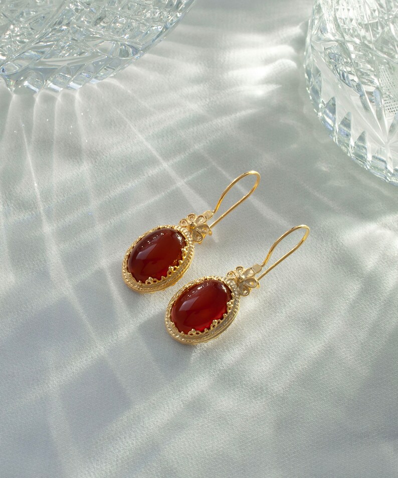 Gold Ruby Gothic Boho Silver Women Drop Earrings, 925 Sterling Silver ...