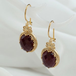 Gold Ruby Gothic Boho Silver Women Drop Earrings, 925 Sterling Silver ...