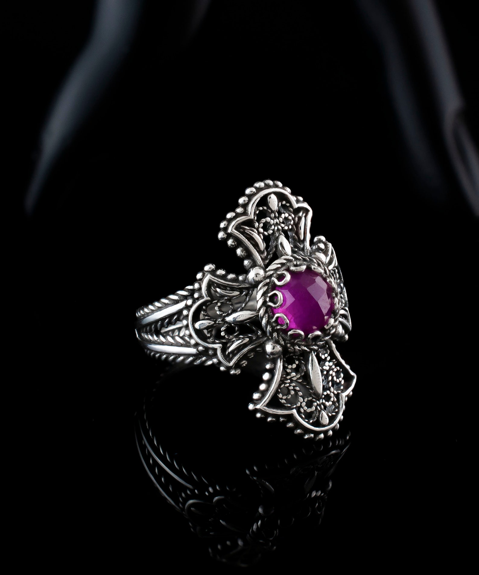 Black Onyx Silver Gothic Medieval Cross Ring 925 Sterling - Etsy