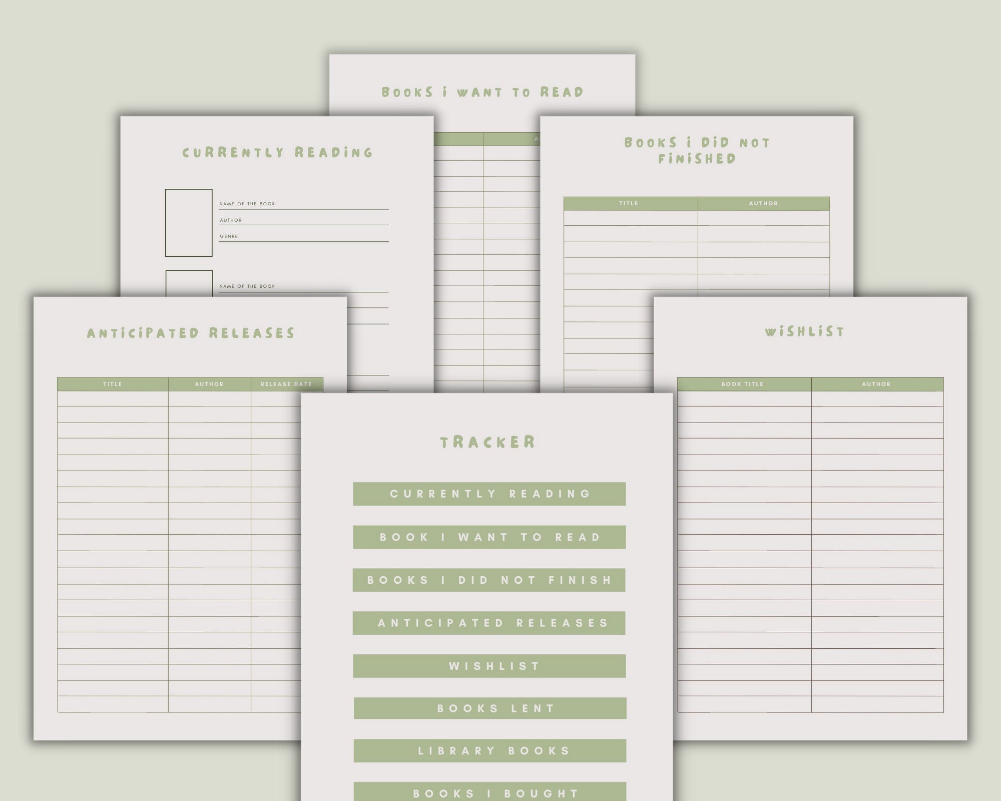 Green Printable Reading Journal Minimal Reading Planner - Etsy