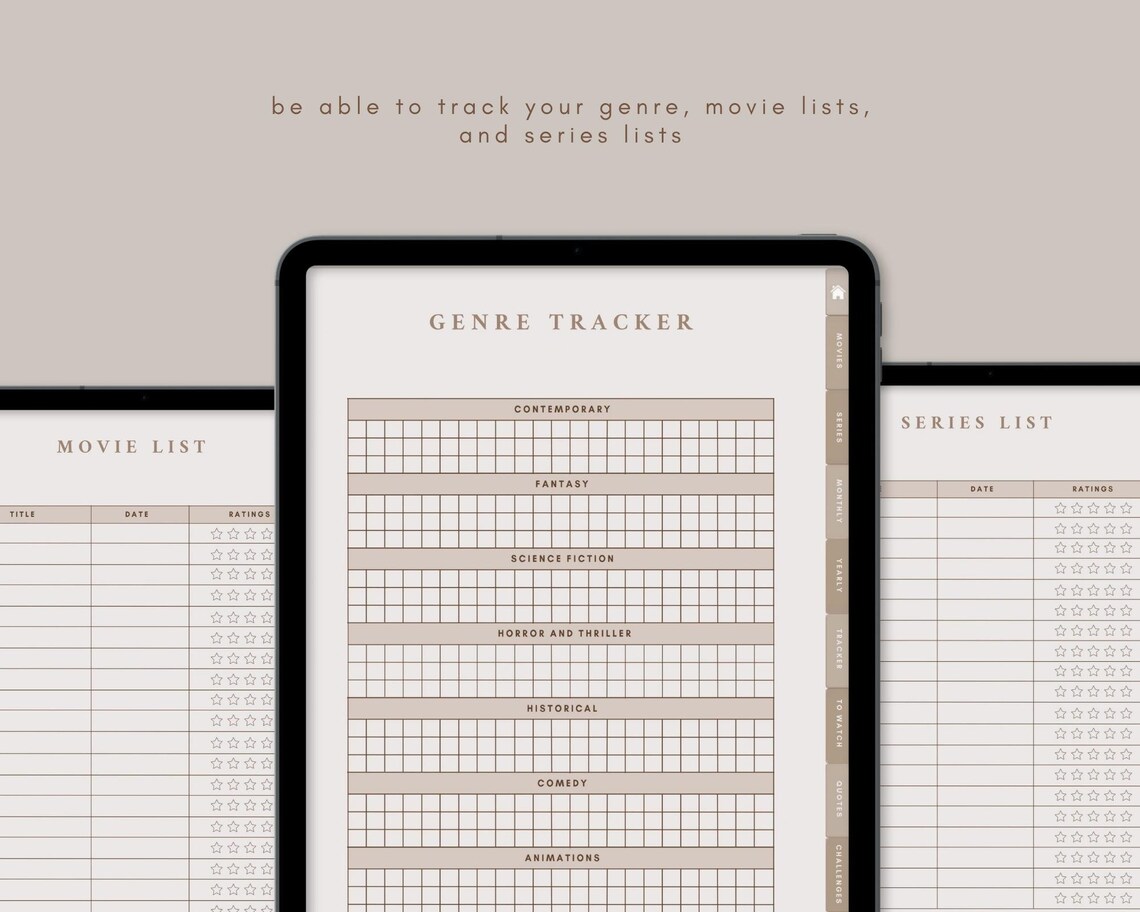 Digital Movie Planner | Movie Journal 2022 | Movie and Series Tracker ...