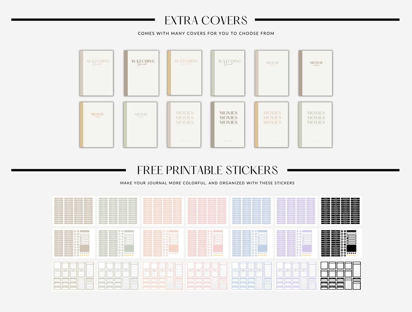 Printable Movie Journal | Movie Tracker, Movie Review, Movie Planner ...