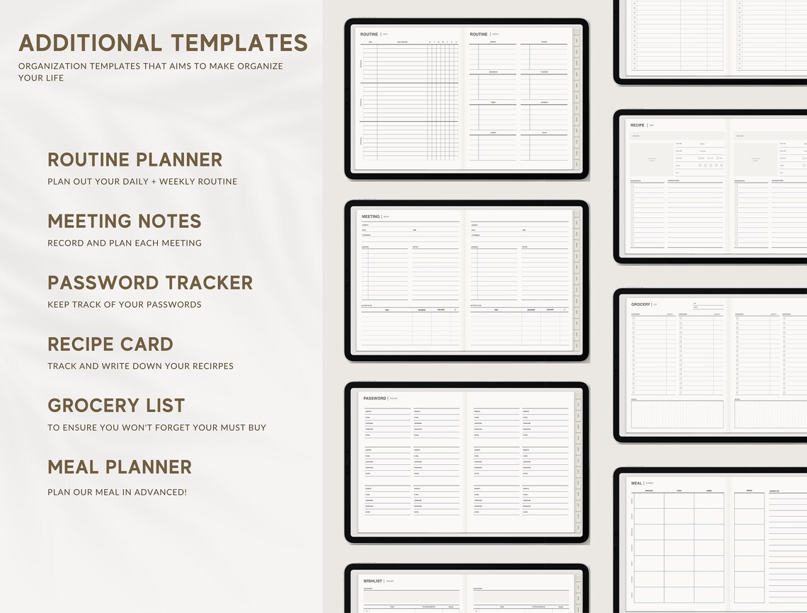 Undated Digital Planner Landscape Planner Hyperlinked - Etsy