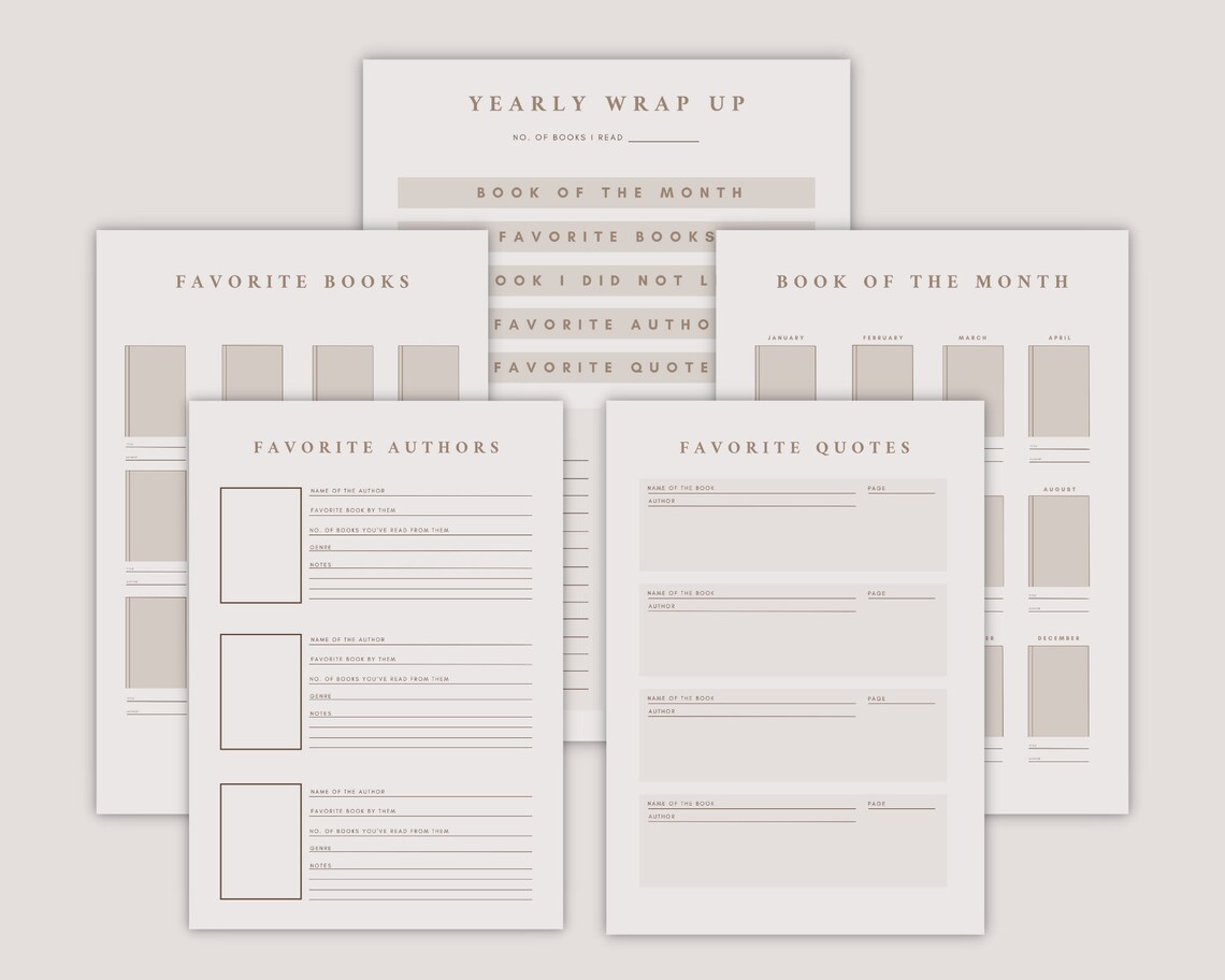 Printable Reading Journal | Minimal Reading Planner | Book Planner ...