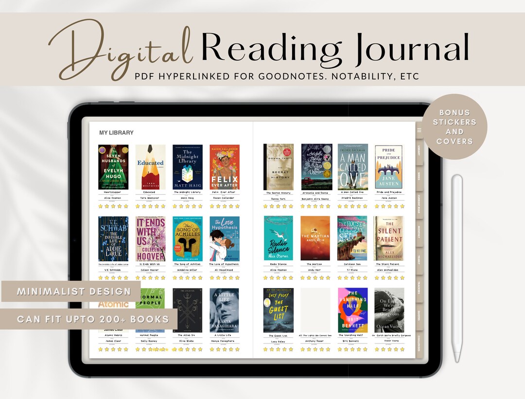 Digital Reading Journal Landscape | Digital Reading Planner | Book ...