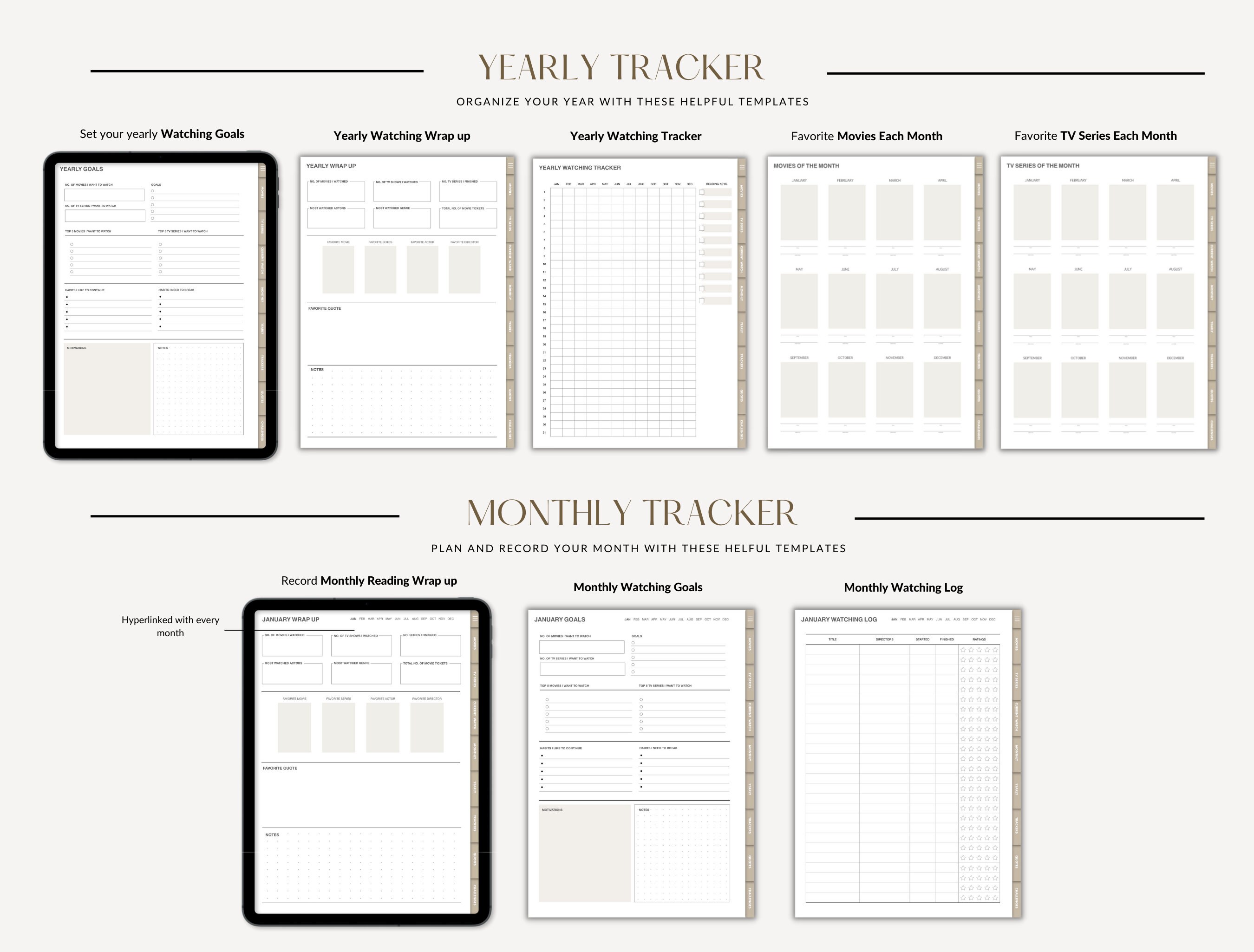Digital Movie Journal Movie Tracker and TV Show Tracker Movie Planner ...